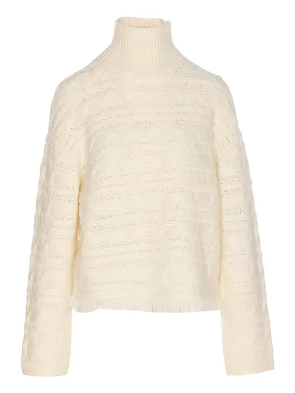 Guest In Residence Knitted Sweater With Fringe - Beige