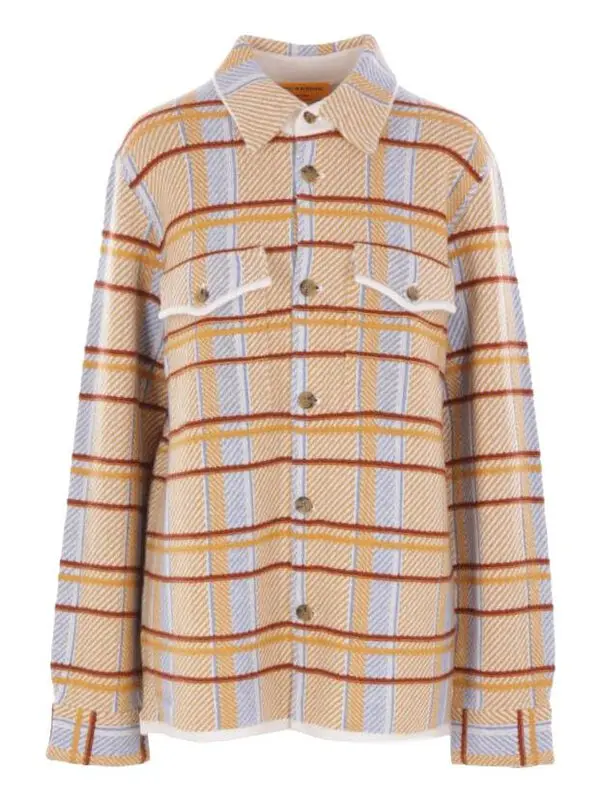 Guest In Residence Checkered Cashmere Cardigan - Curry Combo