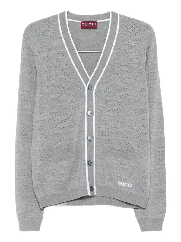 Gucci Wool V-neck Cardigan - Grey