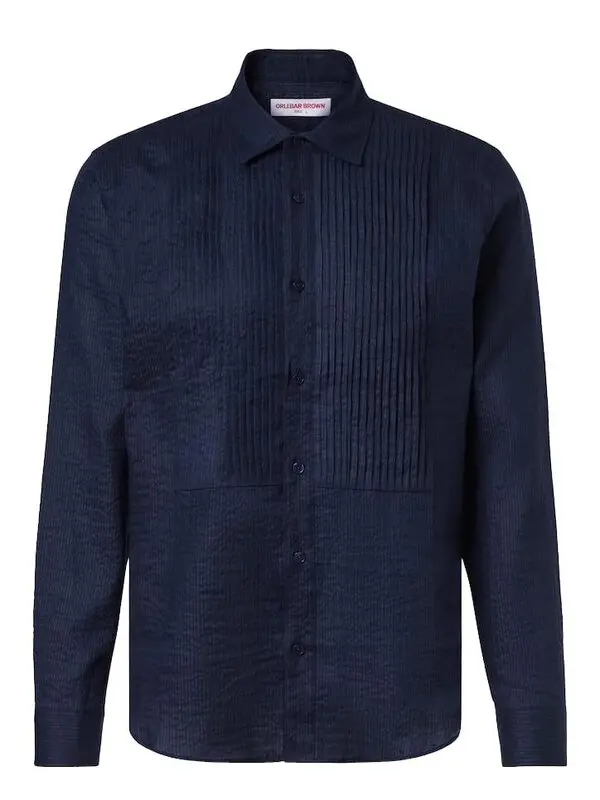 Orlebar Brown Giles Cotton And Linen Tuxedo Shirt - Blue