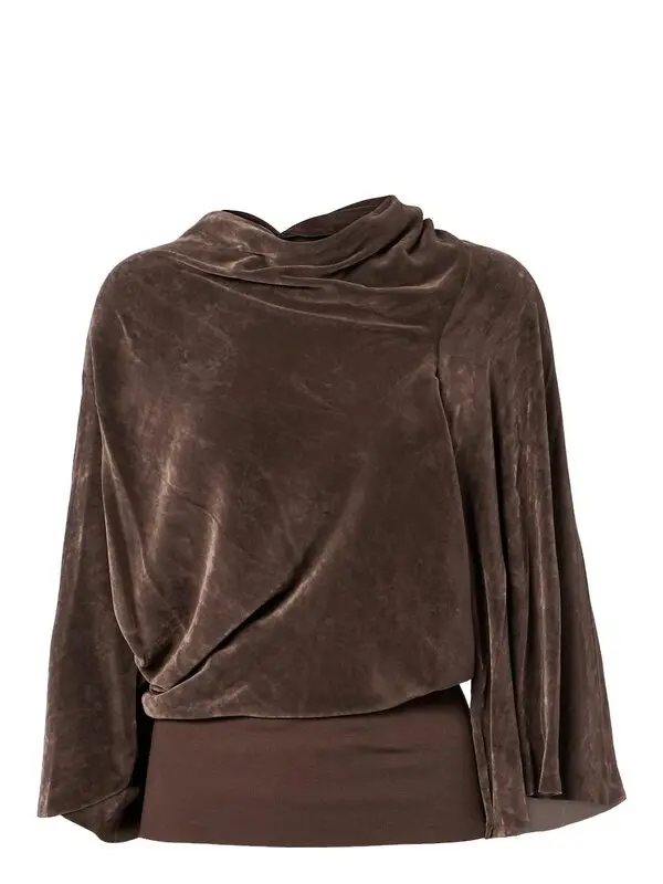 Rick Owens Draped Crêpe Top - Brown