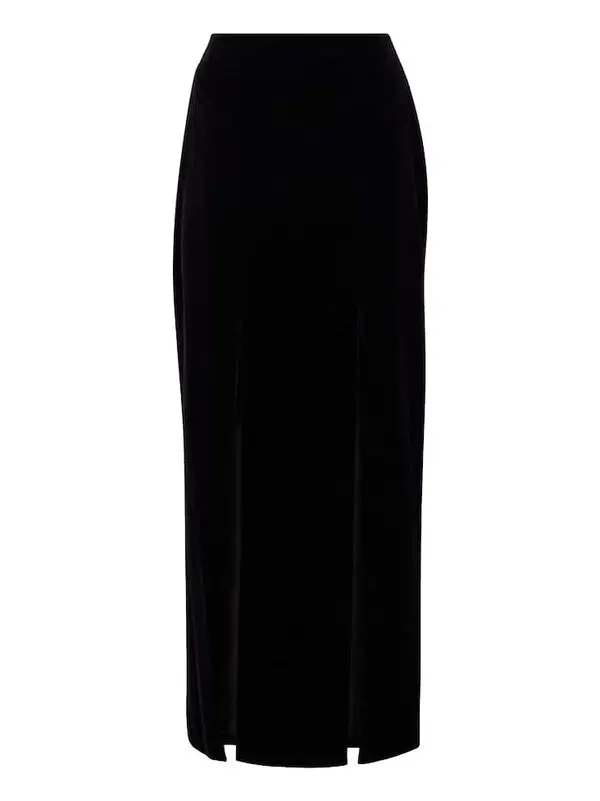 Nina Ricci Cotton Velvet Maxi Skirt - Black