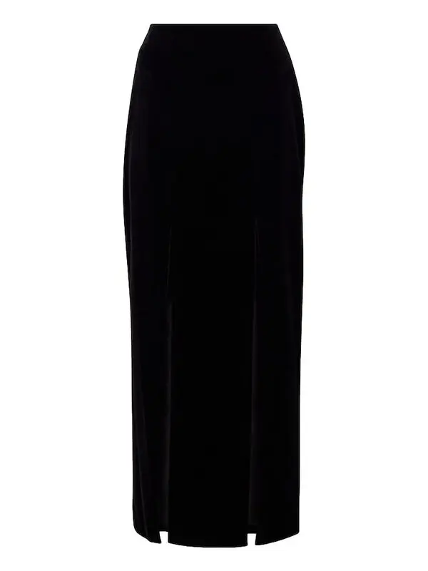 Nina Ricci Cotton Velvet Maxi Skirt - Black