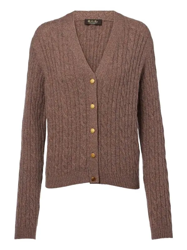 Loro Piana Treccia Cable-knit Cashmere Cardigan - Brown
