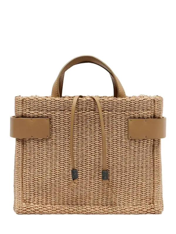 Brunello Cucinelli Essence Large Raffia Tote Bag - Beige