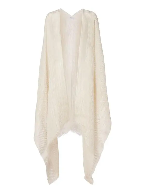 Brunello Cucinelli Fringed Linen-blend Cape - Beige