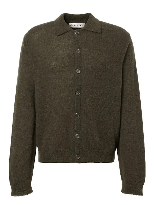 Our Legacy Evening Alpaca Wool-blend Polo Cardigan - Green