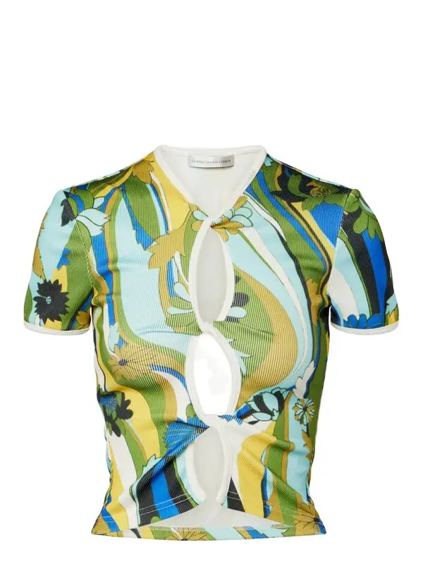 Christopher Esber Acidic Floral Cropped T-shirt - Multicoloured