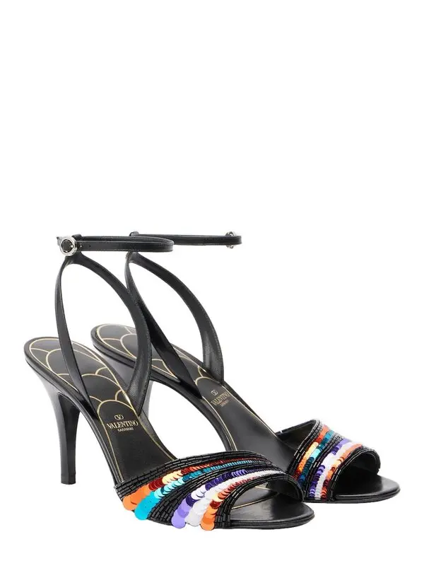 Valentino Garavani Sequined Leather Sandals - Multicoloured