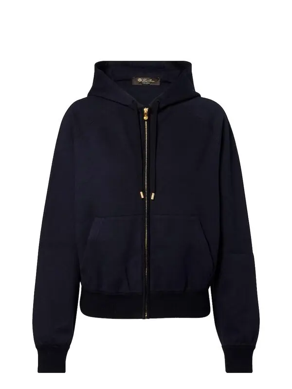 Loro Piana Viera Cotton, Silk, And Cashmere Fleece Hoodie - Blue