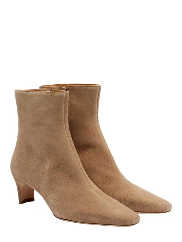 Staud Wally 55 Suede Ankle Boots - Beige