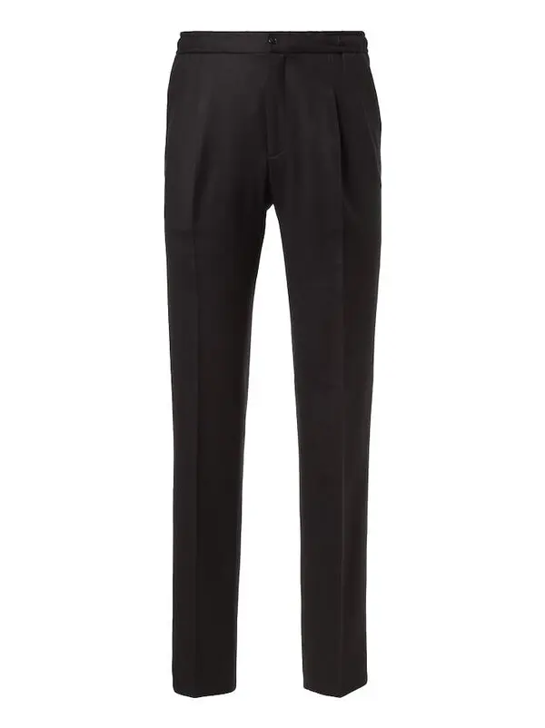 Rubinacci Virgin Wool Flannel Tapered Pants - Black