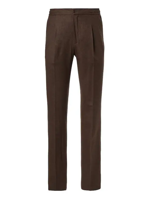 Rubinacci Virgin Wool Flannel Tapered Pants - Brown