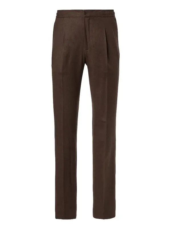 Rubinacci Virgin Wool Flannel Tapered Pants - Brown