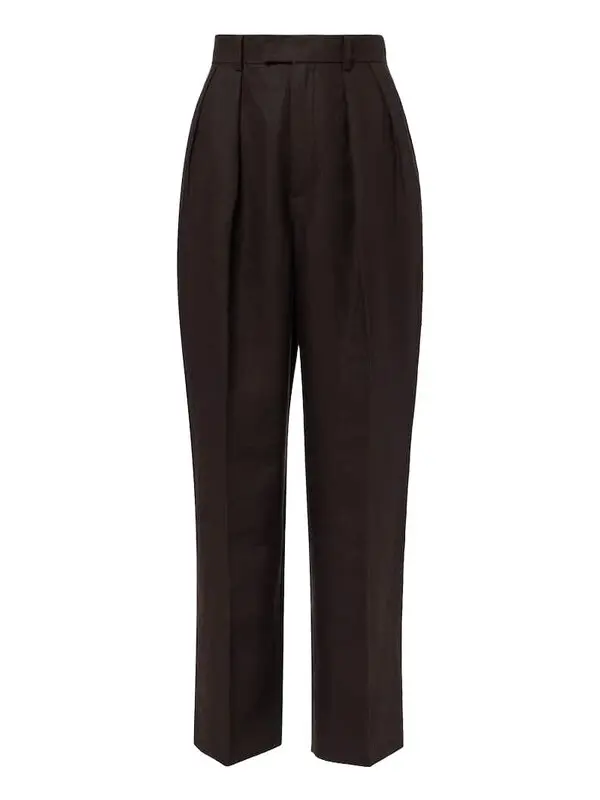 Loro Piana High-rise Linen Straight Pants - Brown