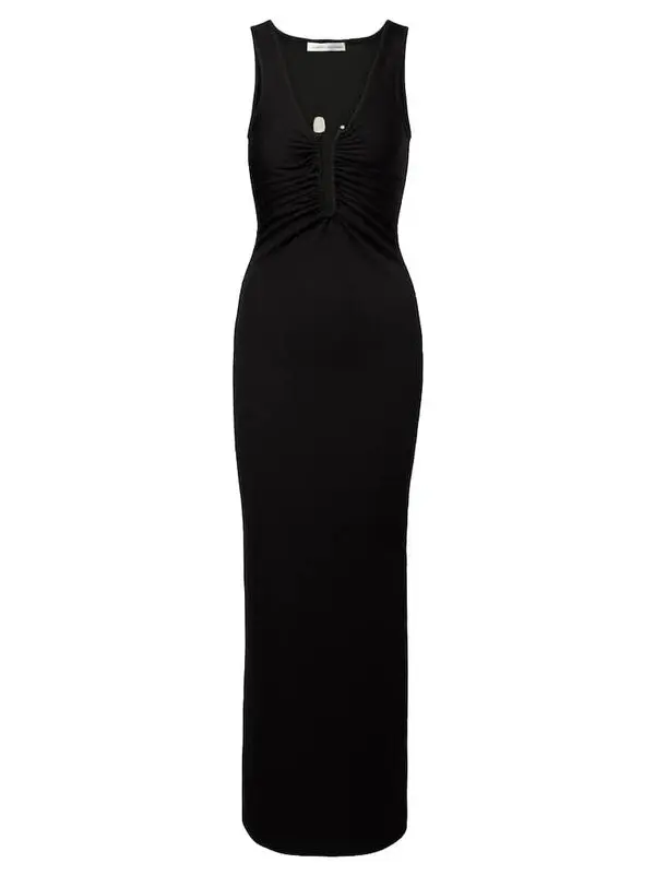Christopher Esber Crystal Pin Embellished Jersey Maxi Dress - Black