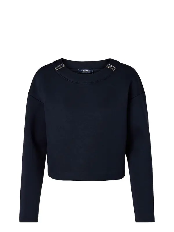 Max Mara Embellished Jersey Sweatshirt - Blue