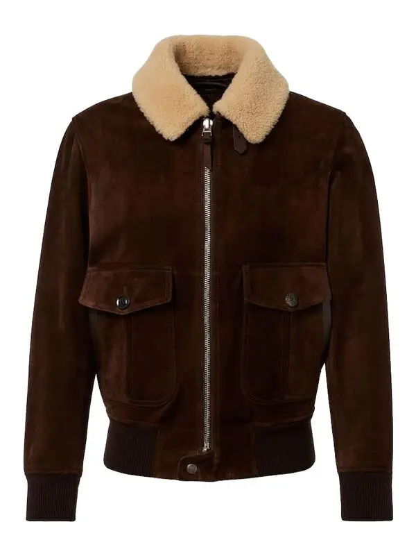 TOM FORD Shearling-trimmed Suede Blouson - Neutrals