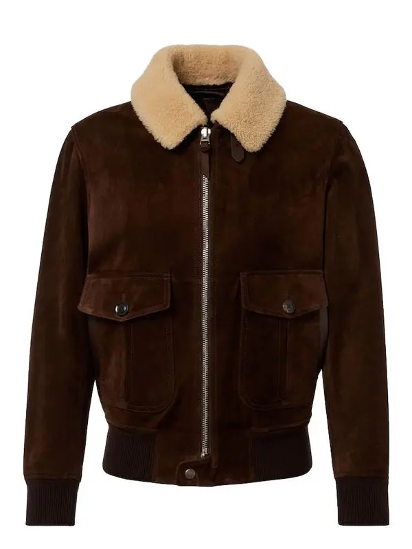 TOM FORD Shearling-trimmed Suede Blouson - Neutrals