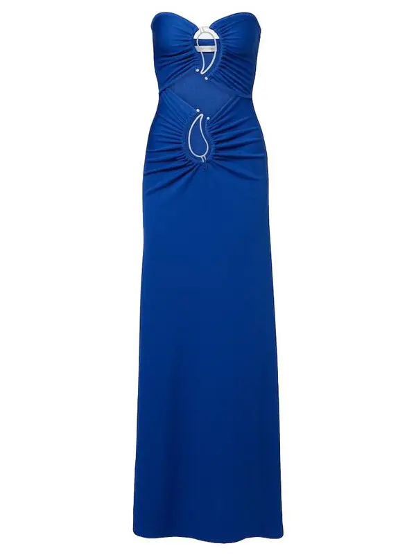 Christopher Esber Paisley Disconnect Gathered Maxi Dress - Blue
