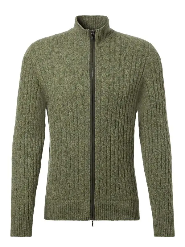 Loro Piana Cable-knit Cashmere Zip-up Sweater - Green