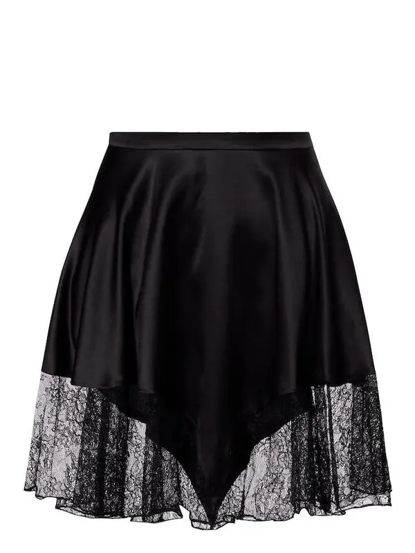 Nina Ricci Lace-trimmed Satin Miniskirt - Black