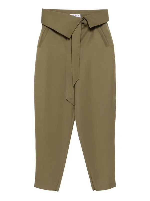 Attico Belted Wrap-front Trousers - Green