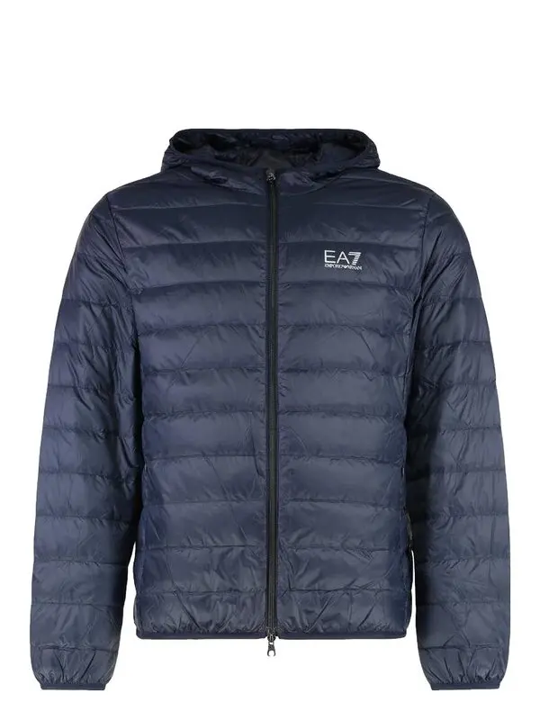 Emporio Armani Hooded Ultra-light Down Jacket - Blue