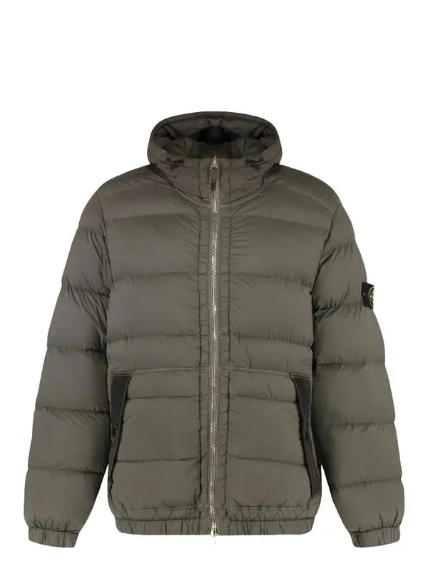 Stone Island Hooded Short Down Jacket - Green