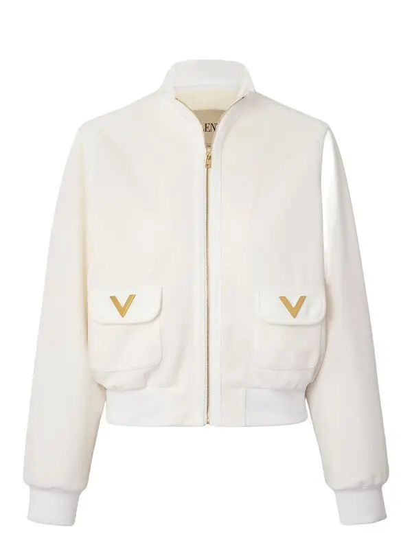 Valentino Garavani Embellished Jersey Jacket - White