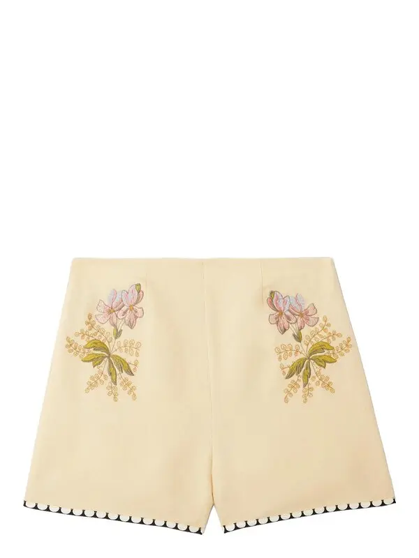 Valentino Garavani Embroidered Canvas Shorts - Cream