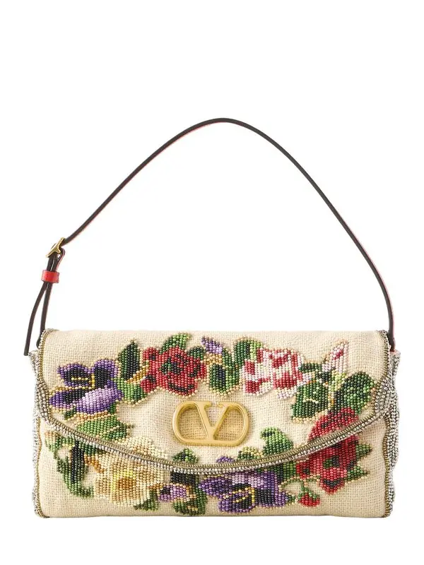 Valentino Garavani Vain Soft Embellished Canvas Shoulder Bag - Multi