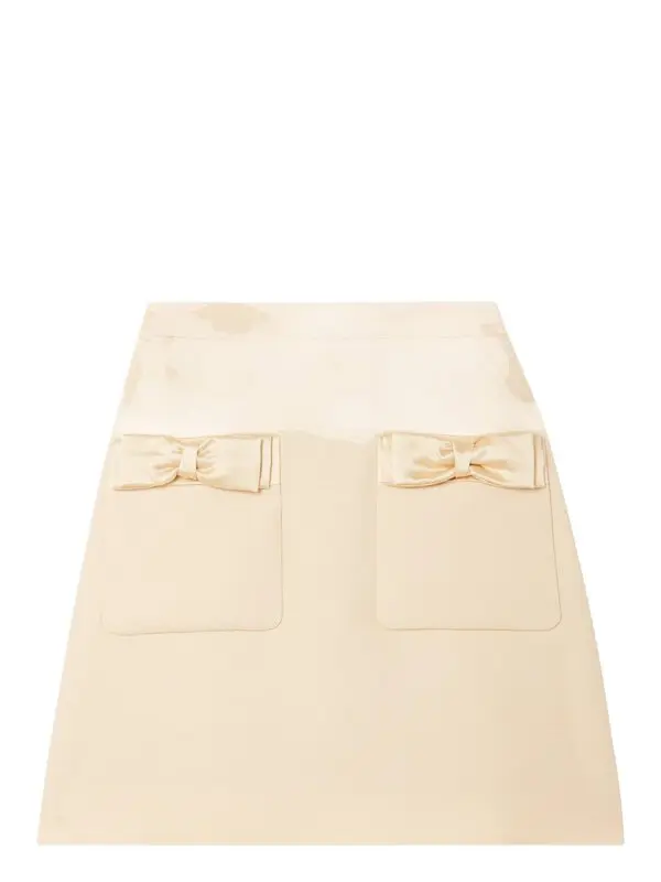 Valentino Garavani Bow-detailed Wool And Silk-blend Mini Skirt - Cream