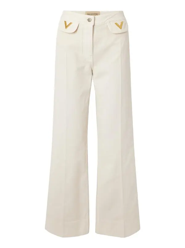Valentino Garavani Embellished Straight-leg Jeans - Cream