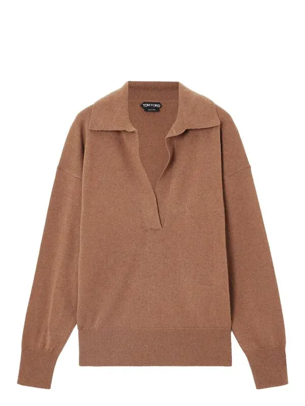 TOM FORD Cashmere Polo Sweater - Brown