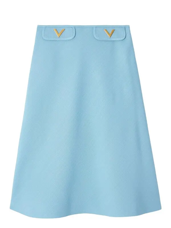 Valentino Garavani Embellished Canvas Midi Skirt - Blue