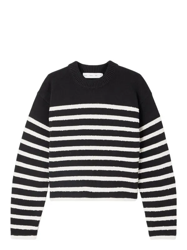 Proenza Schouler White Label Nia Cropped Striped Sweater - Black