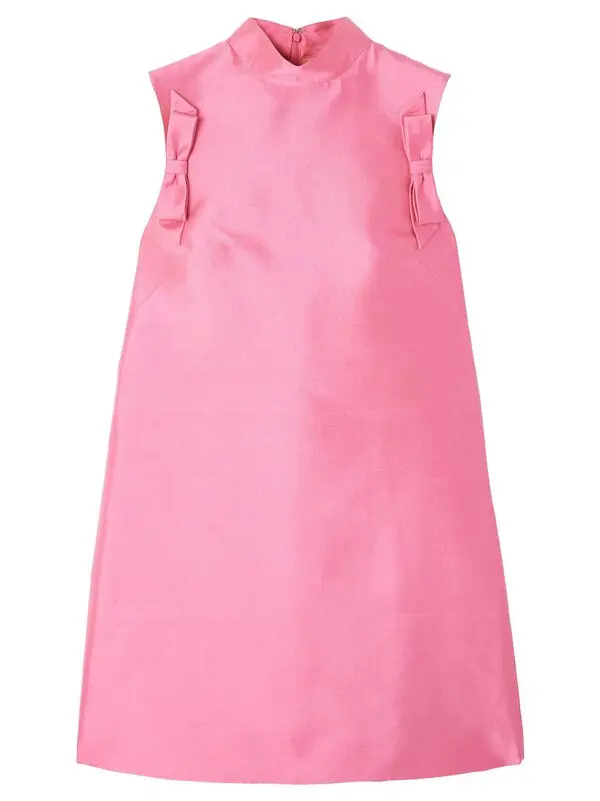 Valentino Garavani Bow-detailed Silk-twill Mini Dress - Pink