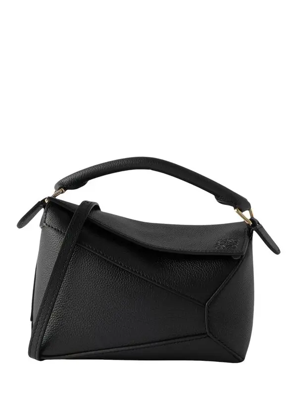 Loewe Puzzle Edge Mini Textured-leather Shoulder Bag - Black