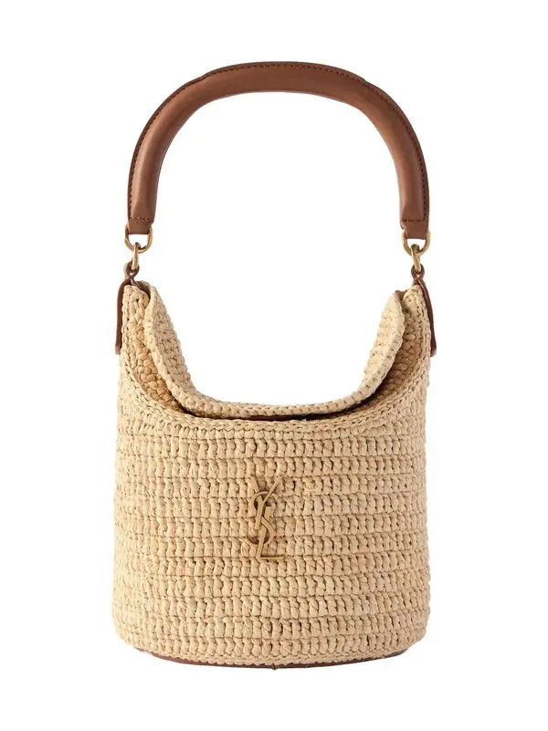 Saint Laurent Gaby Raffia Bucket Bag - Neutrals