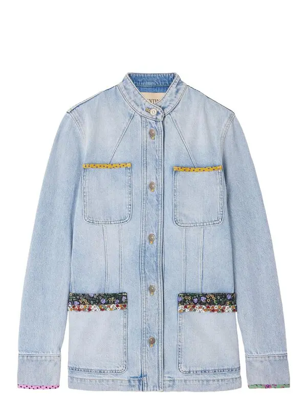Valentino Garavani Embellished Denim Jacket - Blue