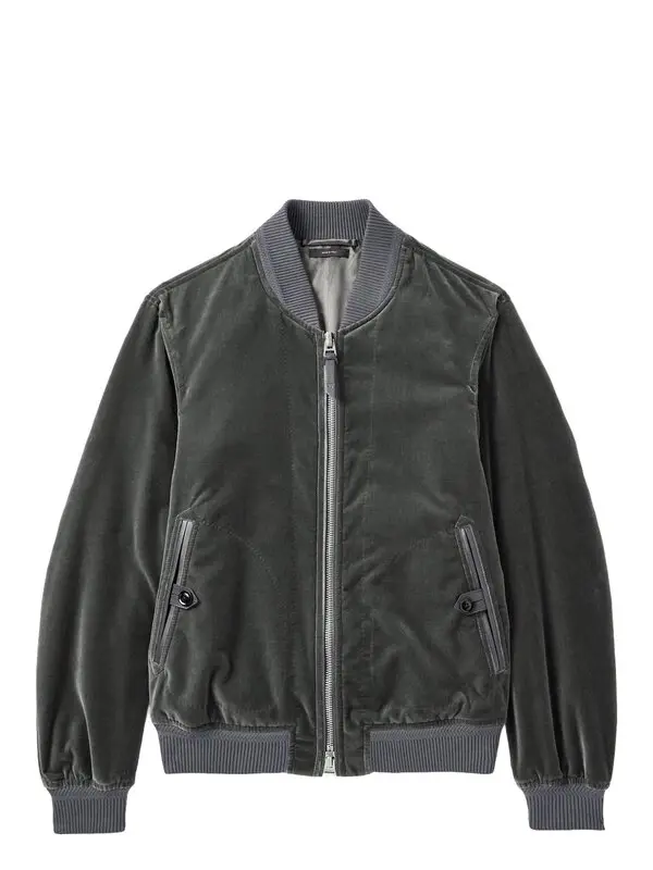TOM FORD Cotton-velvet Bomber Jacket - Gray