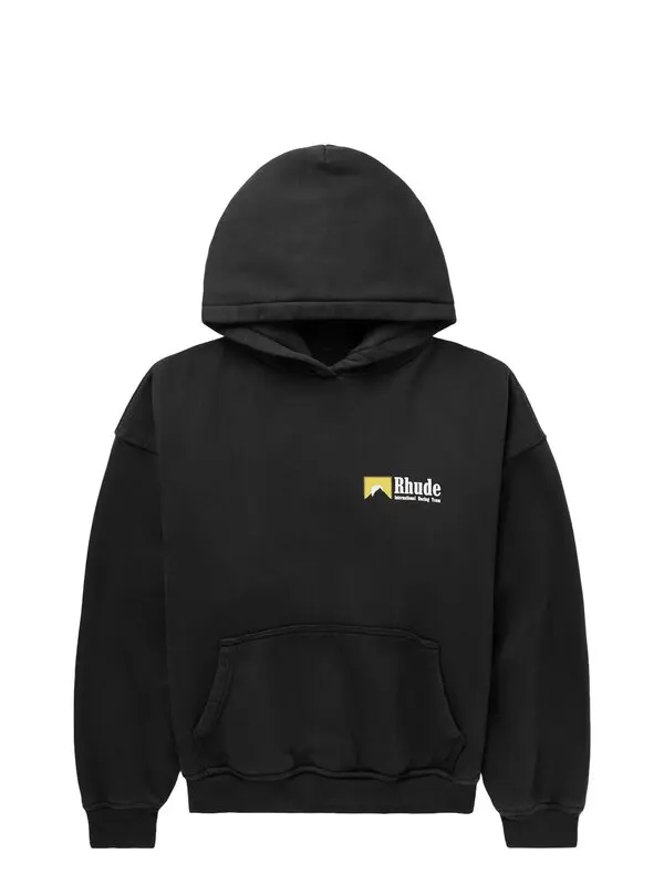 Rhude Logo-print Cotton-jersey Hoodie - Black