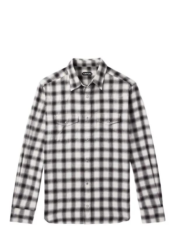 TOM FORD Slim-fit Checked Cotton-flannel Shirt - Brown