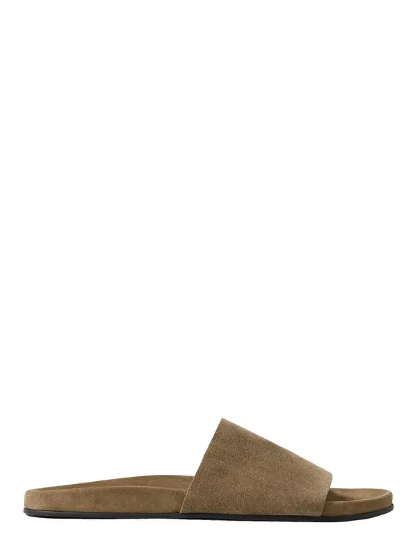 THE ROW Hugh Suede Slides - Neutrals
