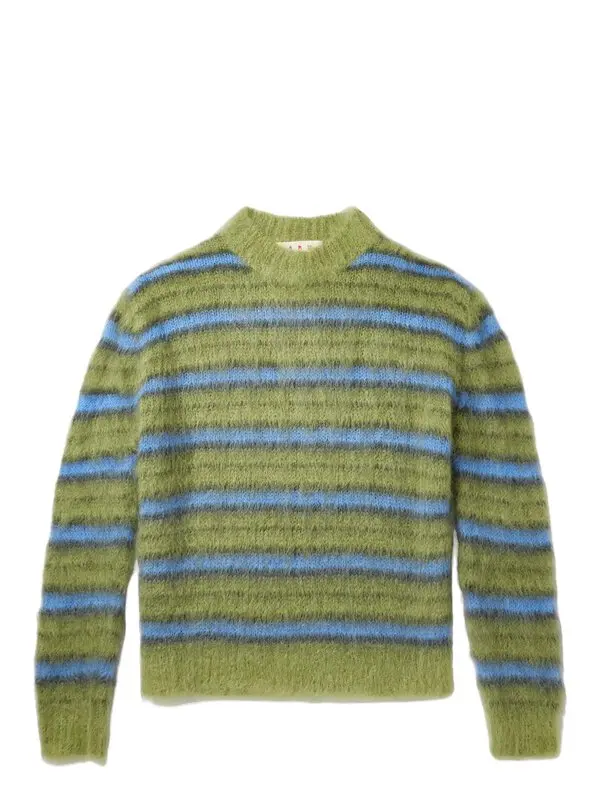Marni Striped Mohair-blend Sweater - Green