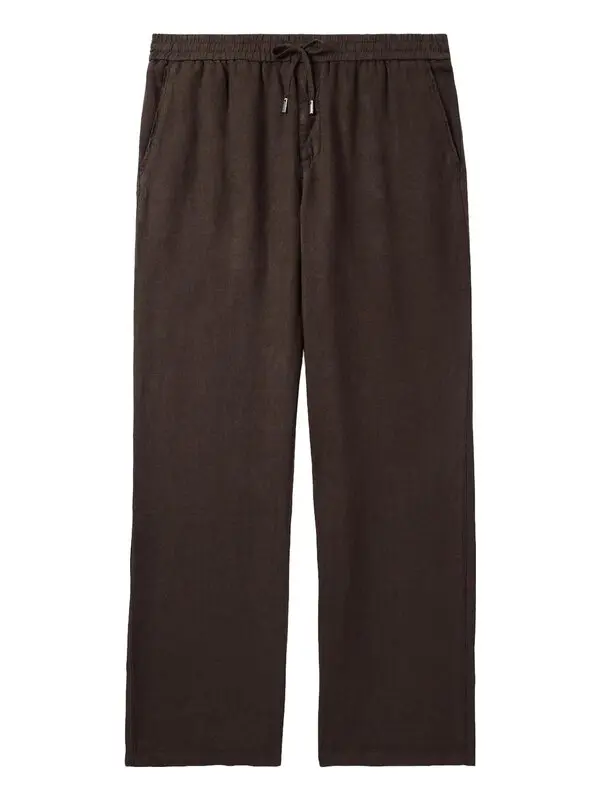 Mr P. Edward Straight-leg Linen Trousers - Brown