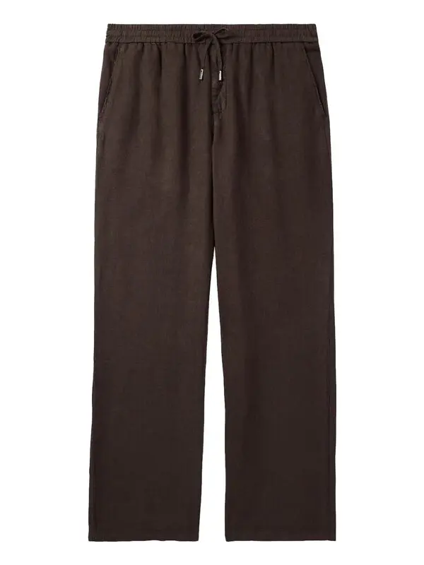 Mr P. Edward Straight-leg Linen Trousers - Brown