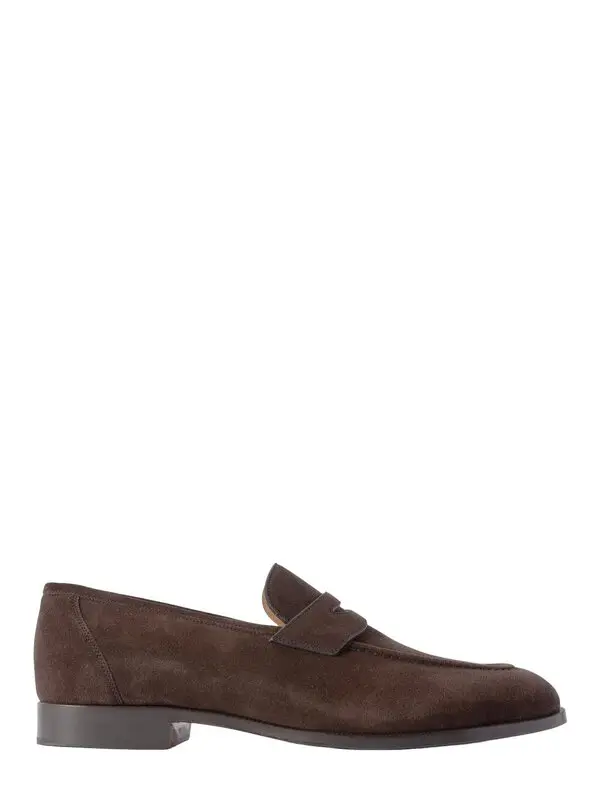 Loro Piana Sergio Walk Suede Penny Loafers - Brown