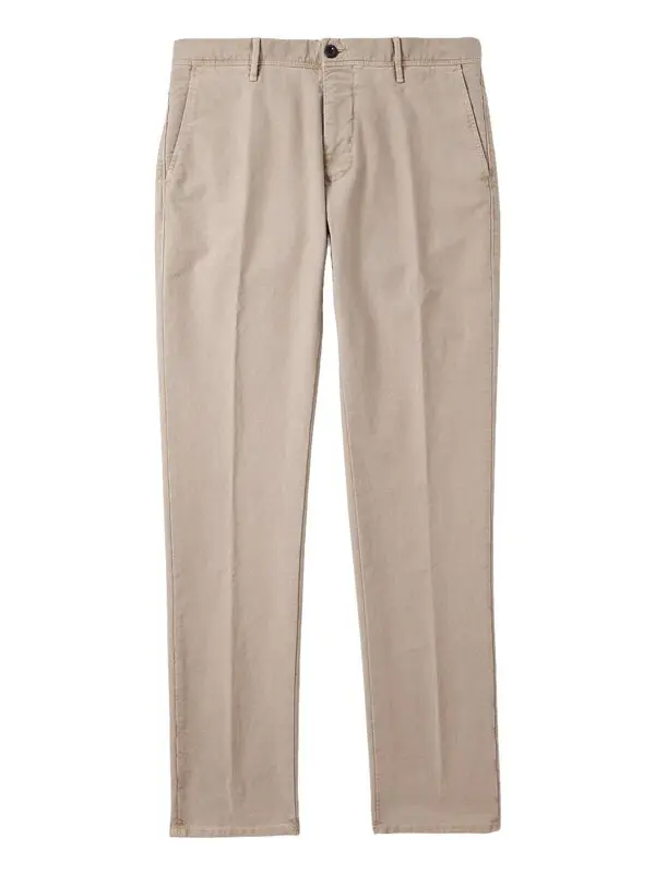 SLOWEAR Slim-fit Tricochino Trousers - Neutrals